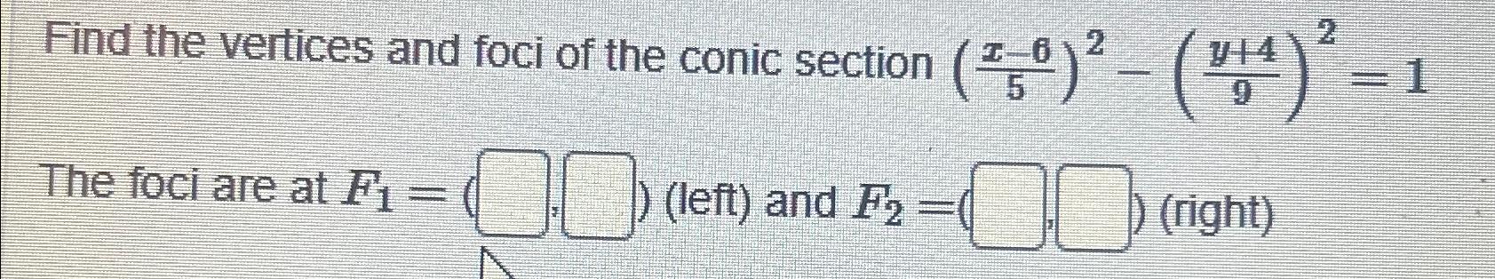 Solved Find the vertices and foci of the conic section | Chegg.com