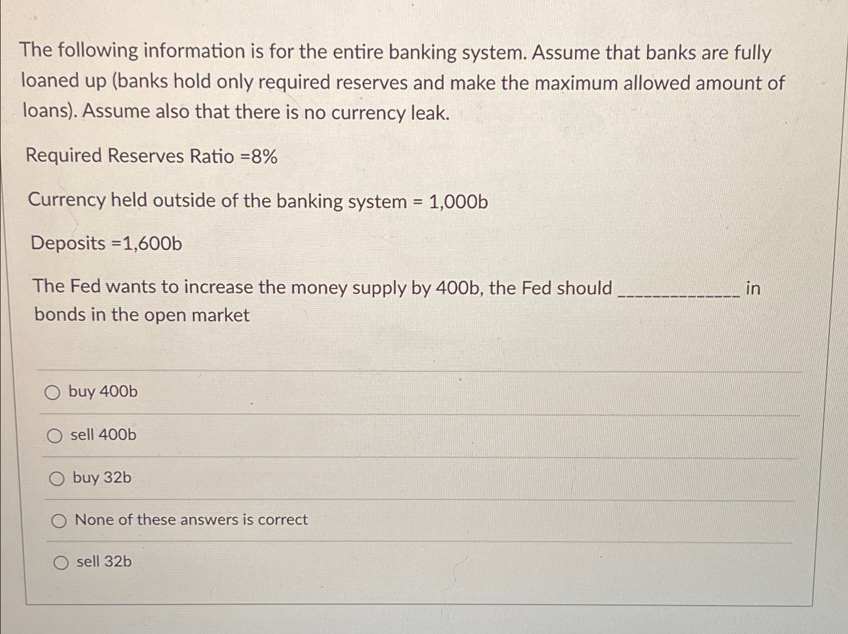 Solved The following information is for the entire banking | Chegg.com