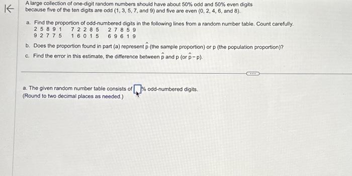 A Large Collection Of One Digit Random Numbers Should