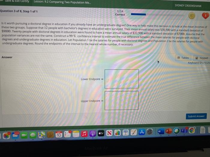 Solved Save & Exit Certify Lesson: 9.2 Comparing Two | Chegg.com