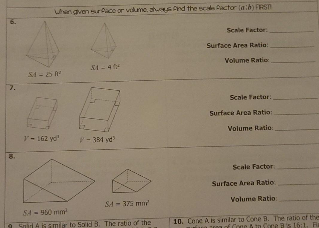 Solved When given surface or volume, always find the scale | Chegg.com