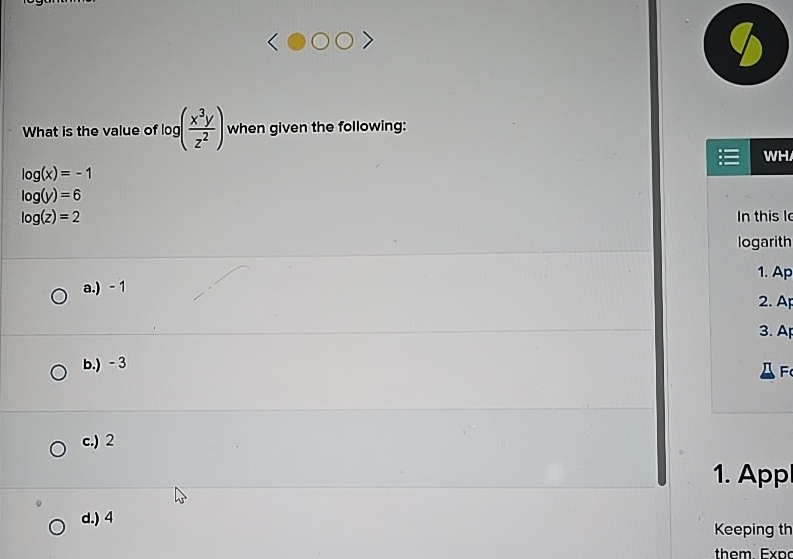 What is the value of logwhen given the | Chegg.com