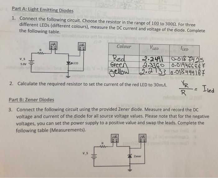Part A: Light Emitting Diodes 1. Connect the | Chegg.com