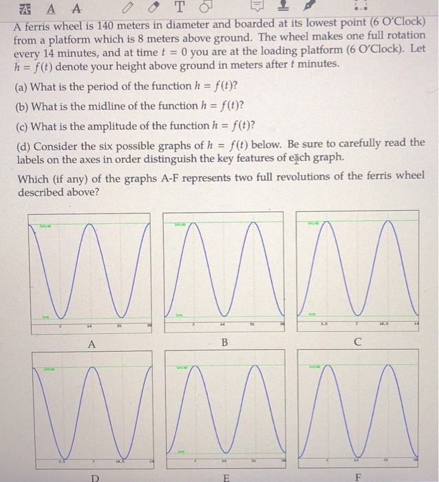 Solved A A A O O T E 1 A ferris wheel is 140 meters in | Chegg.com