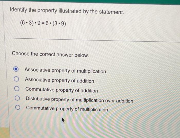 Solved Identify the property illustrated by the statement. | Chegg.com