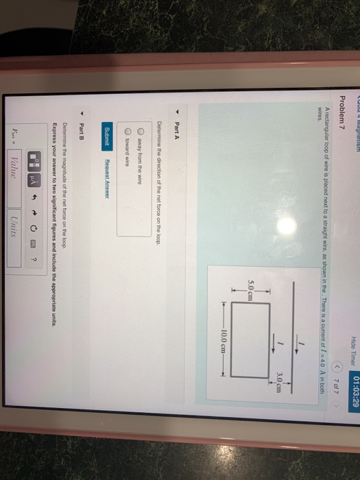 Solved A rectangular loop wire is placed next to a struggle | Chegg.com