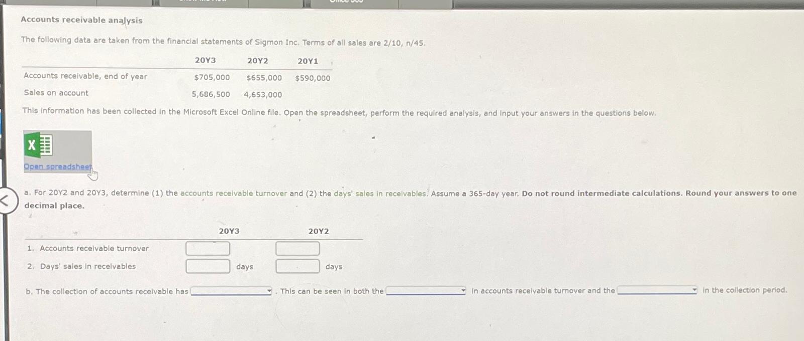 Solved Accounts receivable analysisThe following data are | Chegg.com