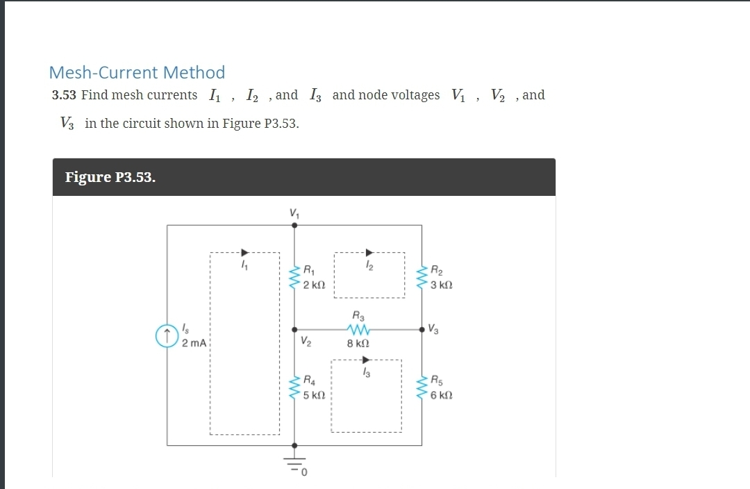 Solved Mesh-Current Method3.53 ﻿Find mesh currents I1,I2, | Chegg.com
