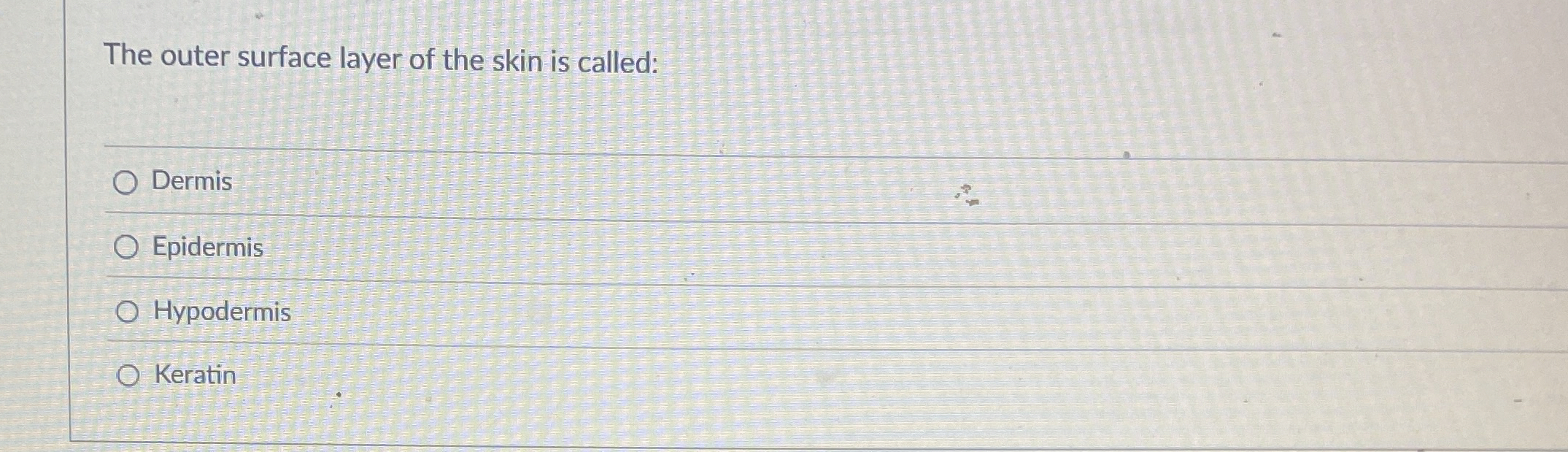 Solved The outer surface layer of the skin is | Chegg.com
