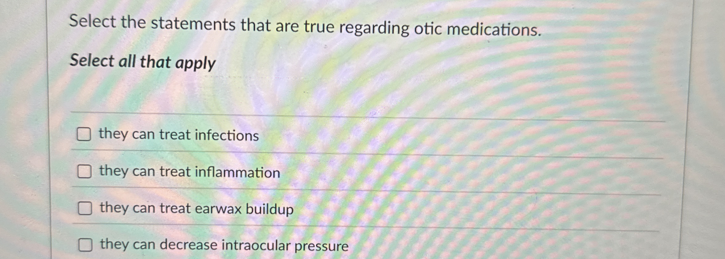 Solved Select the statements that are true regarding otic | Chegg.com