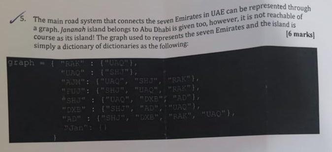 Solved 5. The main road system that connects the seven | Chegg.com