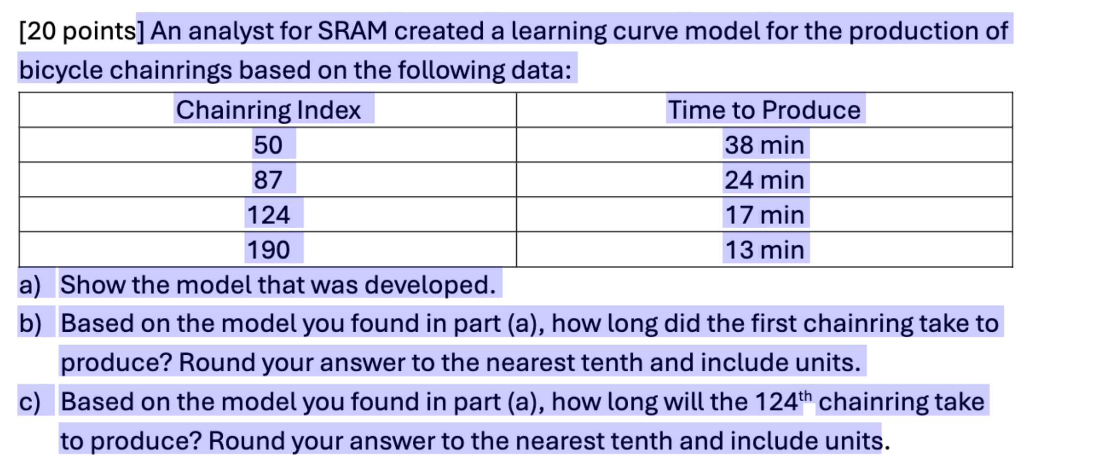 Solved [20 ﻿points] ﻿An analyst for SRAM created a learning | Chegg.com