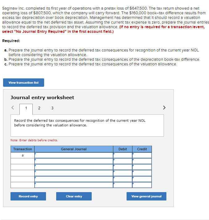 Saginaw Inc. completed its first year of operations | Chegg.com