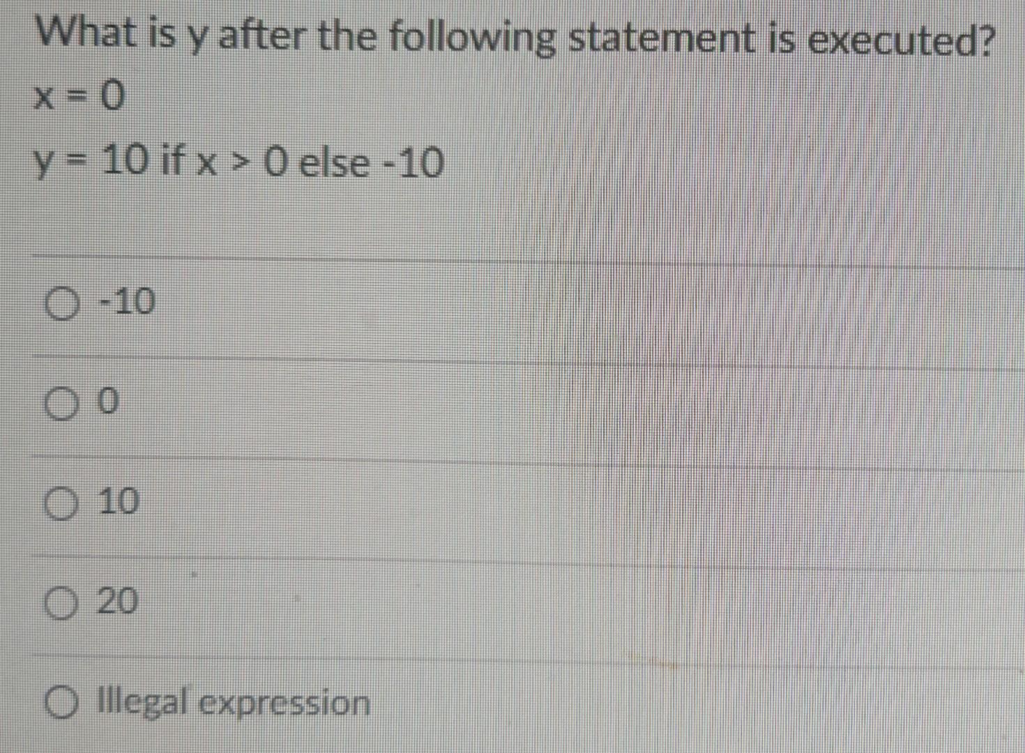 Solved What is y after the following statement is executed? | Chegg.com