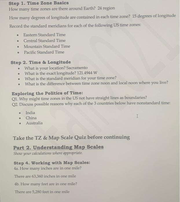 Solved Step 1. Time Zone Basics How many time zones are | Chegg.com