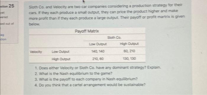 Solved Sioth Co. and Velocity are two car comparies | Chegg.com