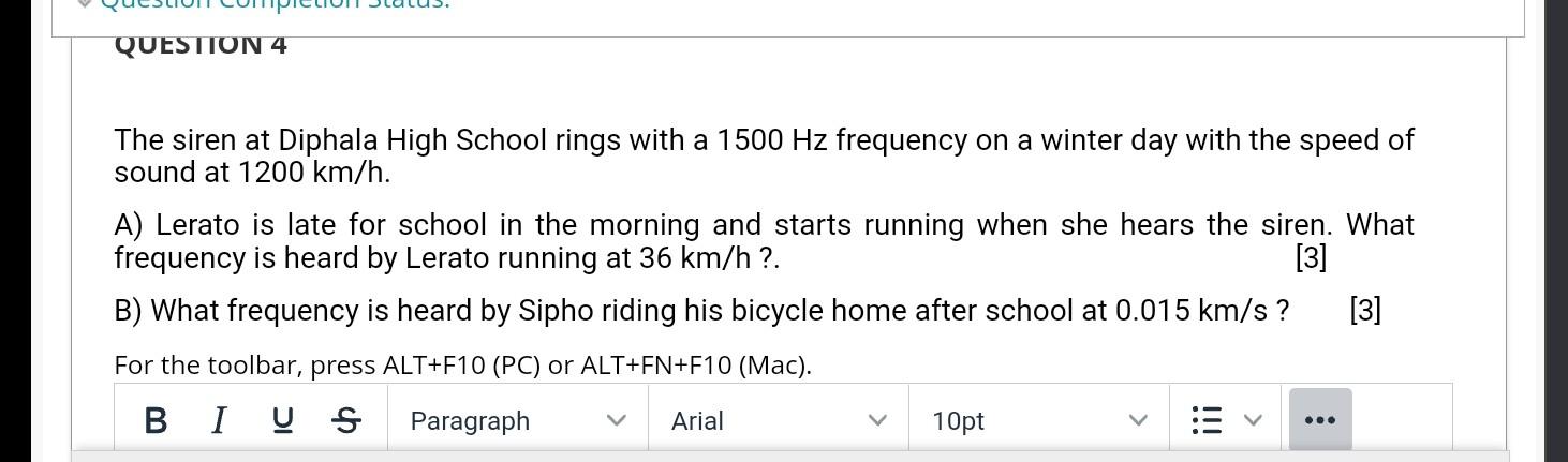 Solved The siren at Diphala High School rings with a 1500 Hz | Chegg.com