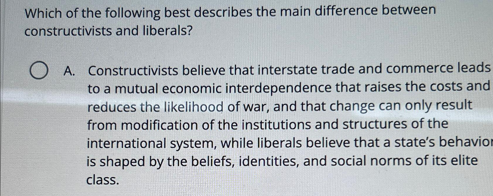 Solved Which of the following best describes the main | Chegg.com