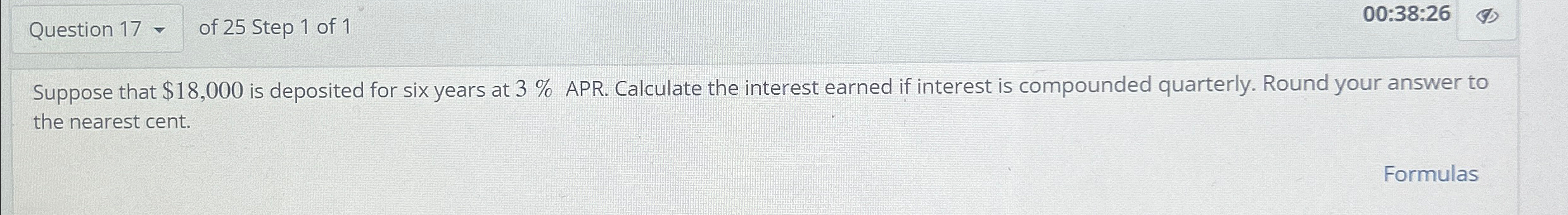 Solved Question 17 . ﻿of 25 ﻿Step 1 ﻿of 1 00:38:26 ﻿Suppose | Chegg.com