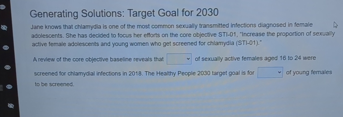 Solved Generating Solutions: Target Goal for 2030Jane knows | Chegg.com