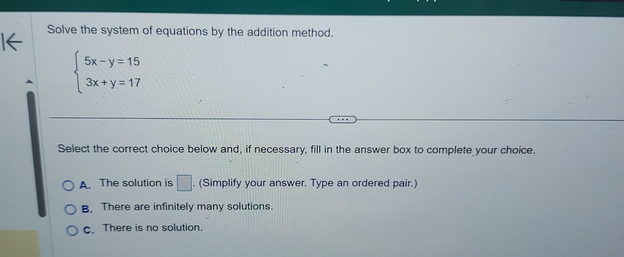 Solved Solve the system of equations by the addition | Chegg.com