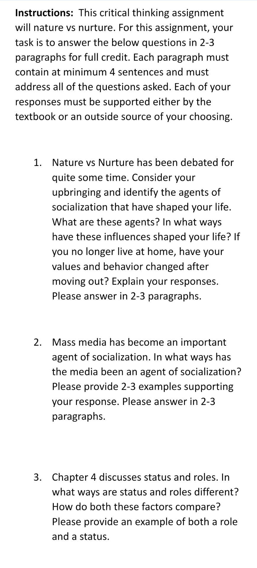 Solved Instructions: This critical thinking assignment will | Chegg.com