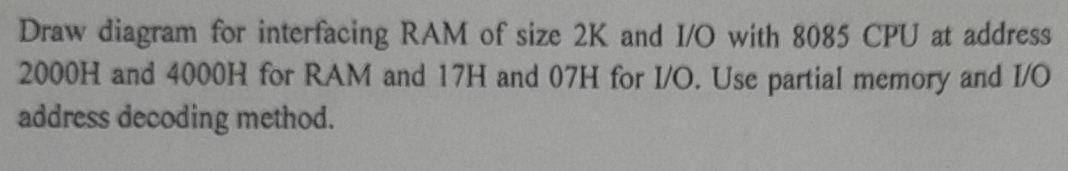 Solved Draw diagram for interfacing RAM of size 2 ﻿K and I/O | Chegg.com