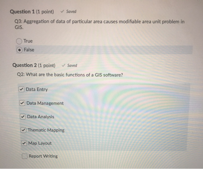 Solved Question 1 (1 point) Saved Q3: Aggregation of data | Chegg.com