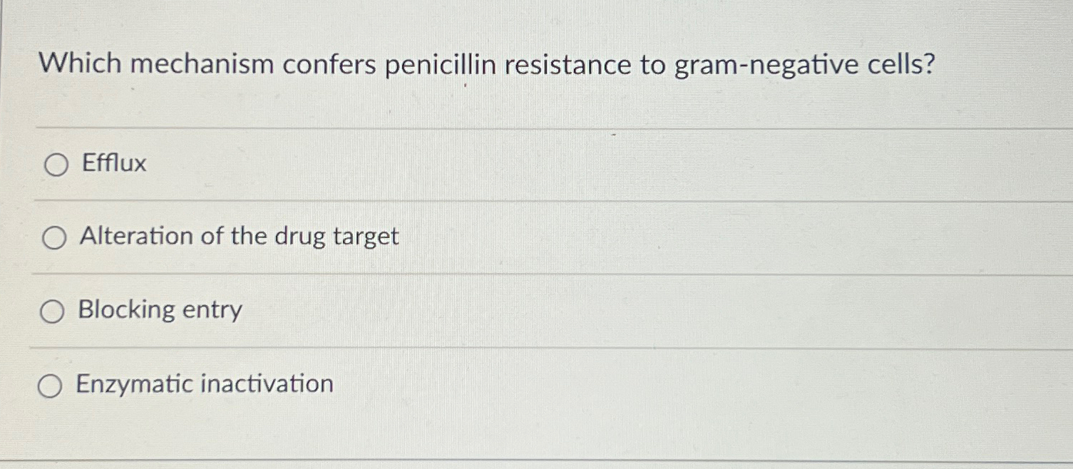 Solved Which mechanism confers penicillin resistance to | Chegg.com
