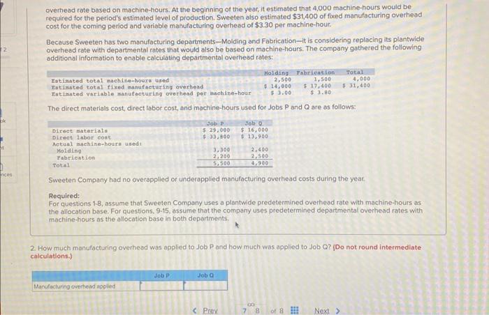 Solved overhead rate based on machine-hours, At the | Chegg.com