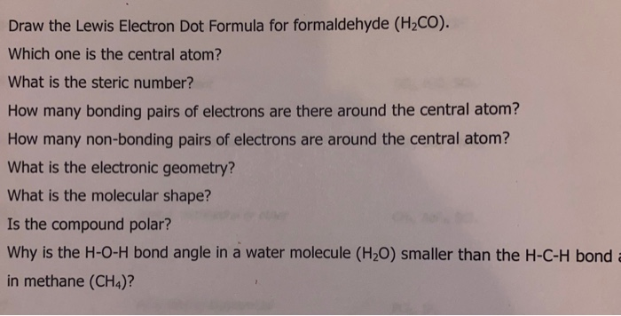 Solved Draw the Lewis Electron Dot Formula for formaldehyde | Chegg.com