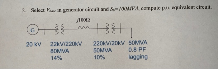 Solved 2. Select V base in generator circuit and Sy=100MVA, | Chegg.com