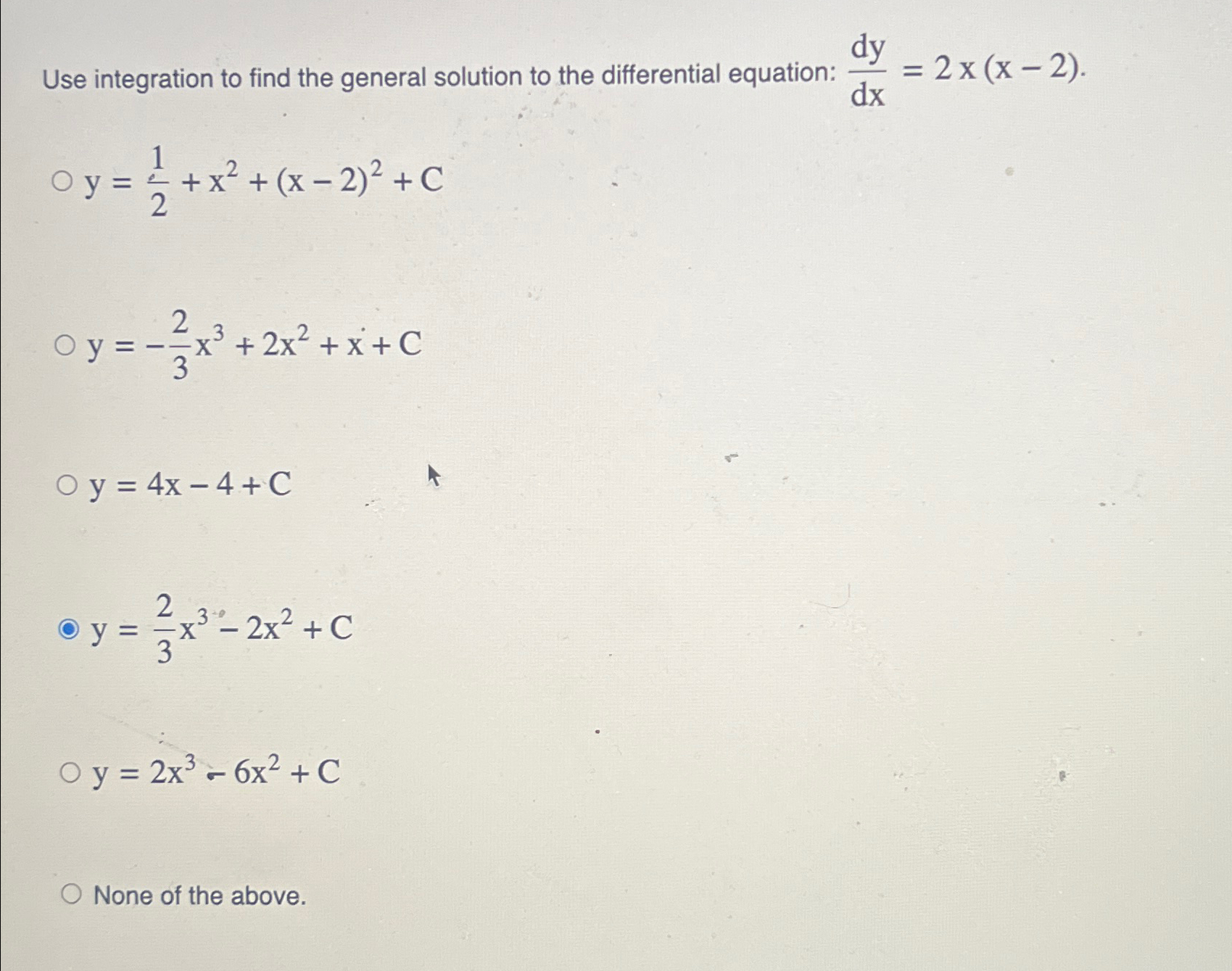 Solved Use integration to find the general solution to the | Chegg.com