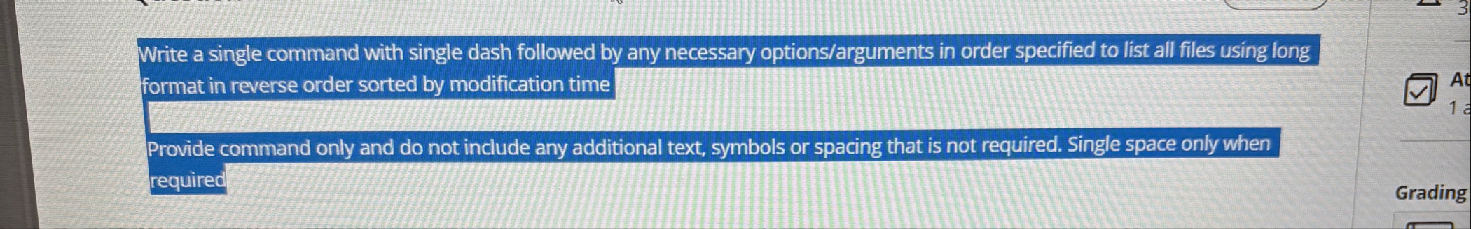 Solved Write a single command with single dash followed by | Chegg.com