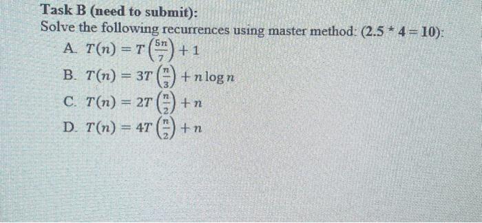 Solved Task B (need to submit): Solve the following | Chegg.com