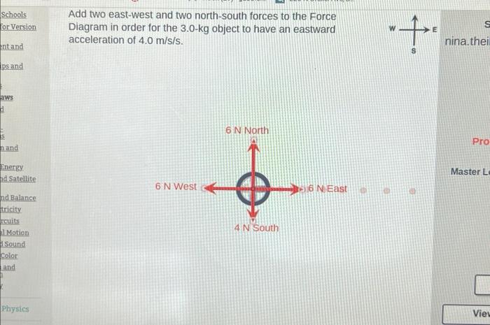 Add two east-west and two north-south forces to the | Chegg.com