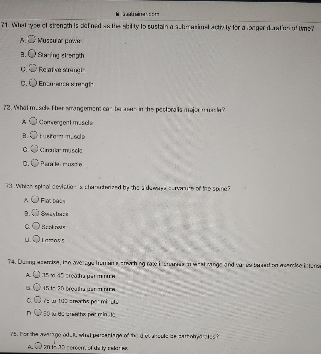 Solved 71. What type of strength is defined as the ability | Chegg.com