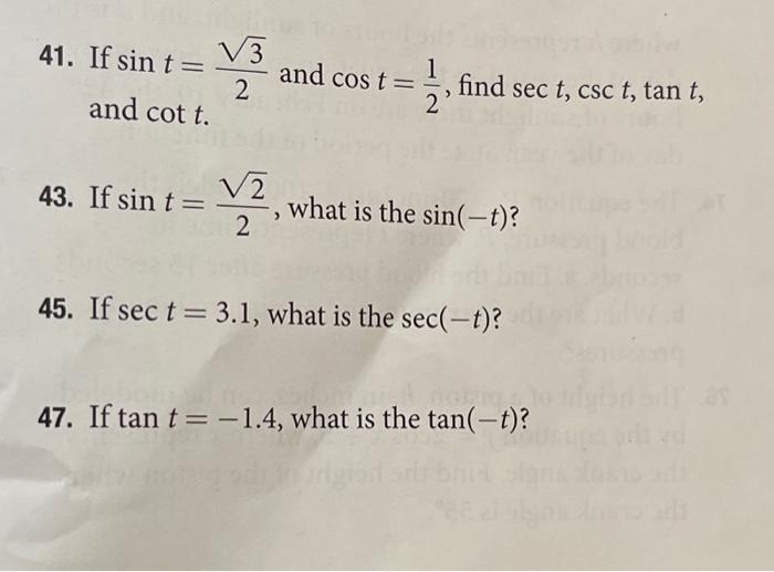Solved 41. If sint=23 and cost=21, find sect,csct,tant, and | Chegg.com