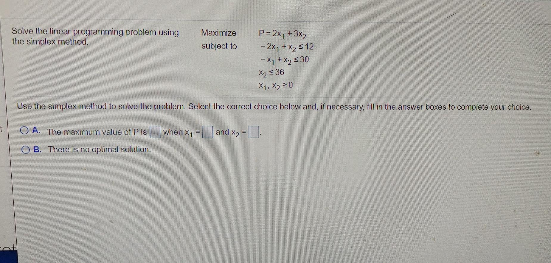 Solved Solve the linear programming problem using the | Chegg.com