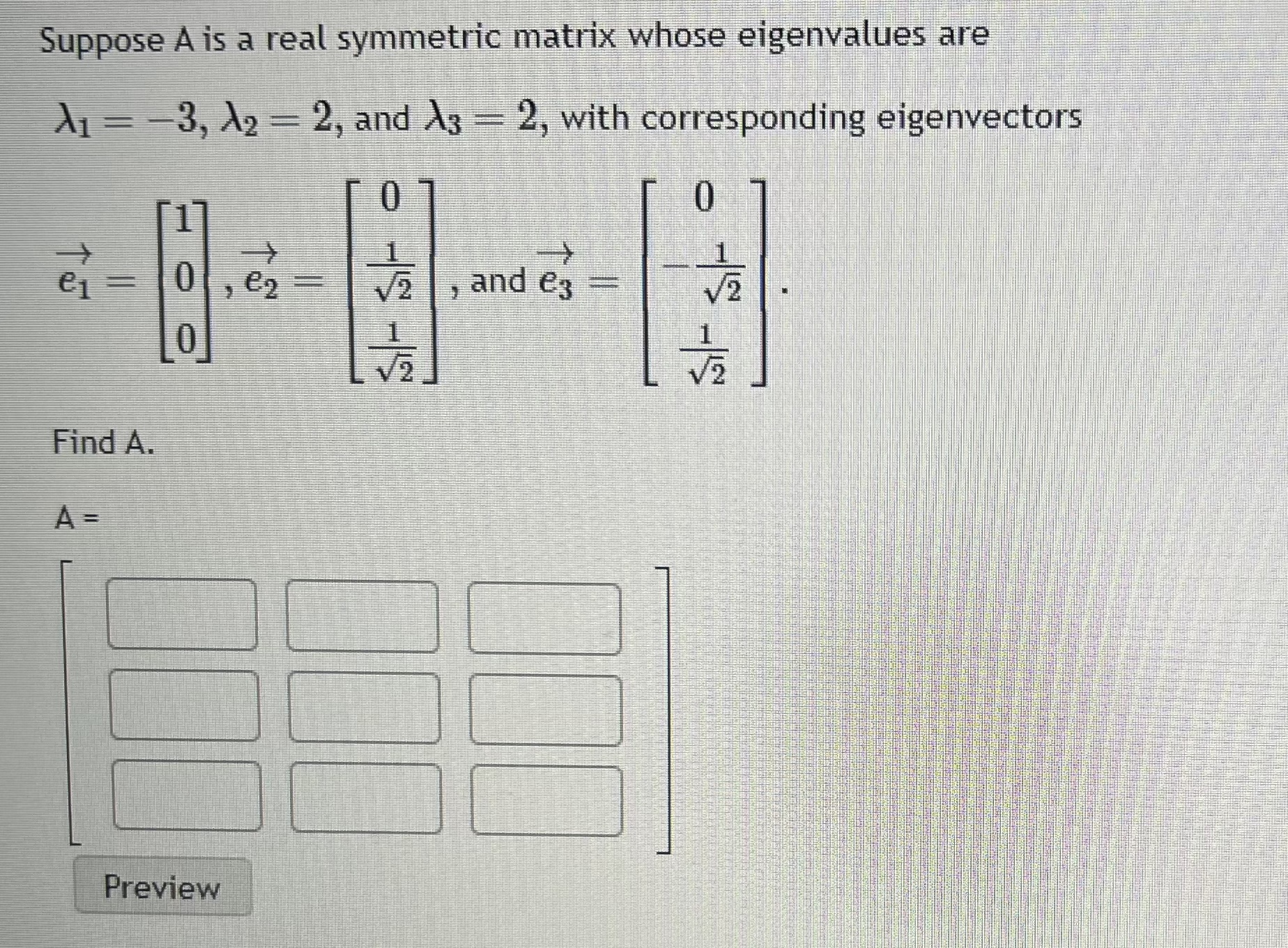 Solved Suppose A ﻿is a real symmetric matrix whose | Chegg.com