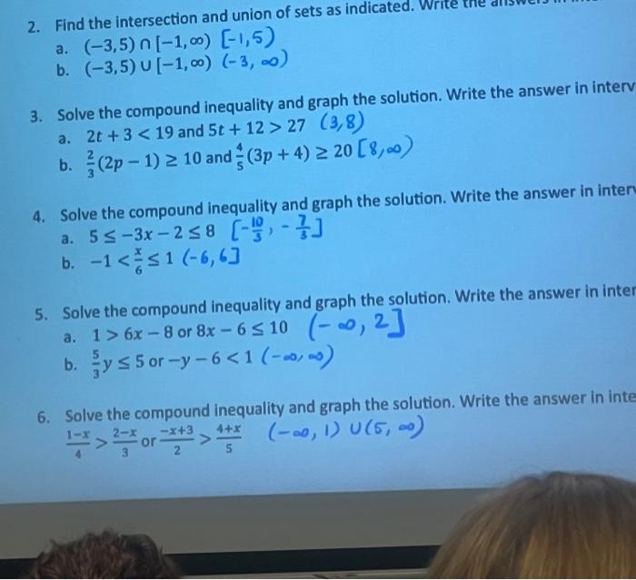 Solved 2. Find the intersection and union of sets as | Chegg.com