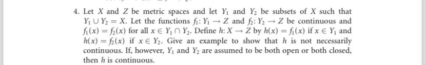 Solved by an EXPERT Let x ﻿and Z ﻿be metric spaces and let Y1 ﻿and Y2 ﻿be | Chegg.com