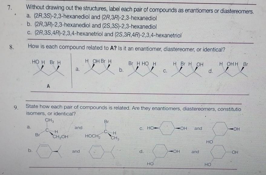 Solved 7. Without drawing out the structures, label each | Chegg.com