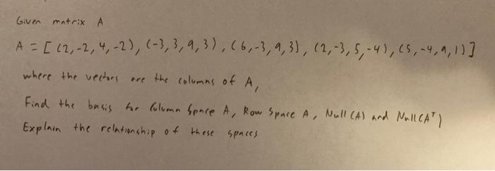 Solved Giver matrix A. A = [(2,-2,4,-2), (-), | Chegg.com