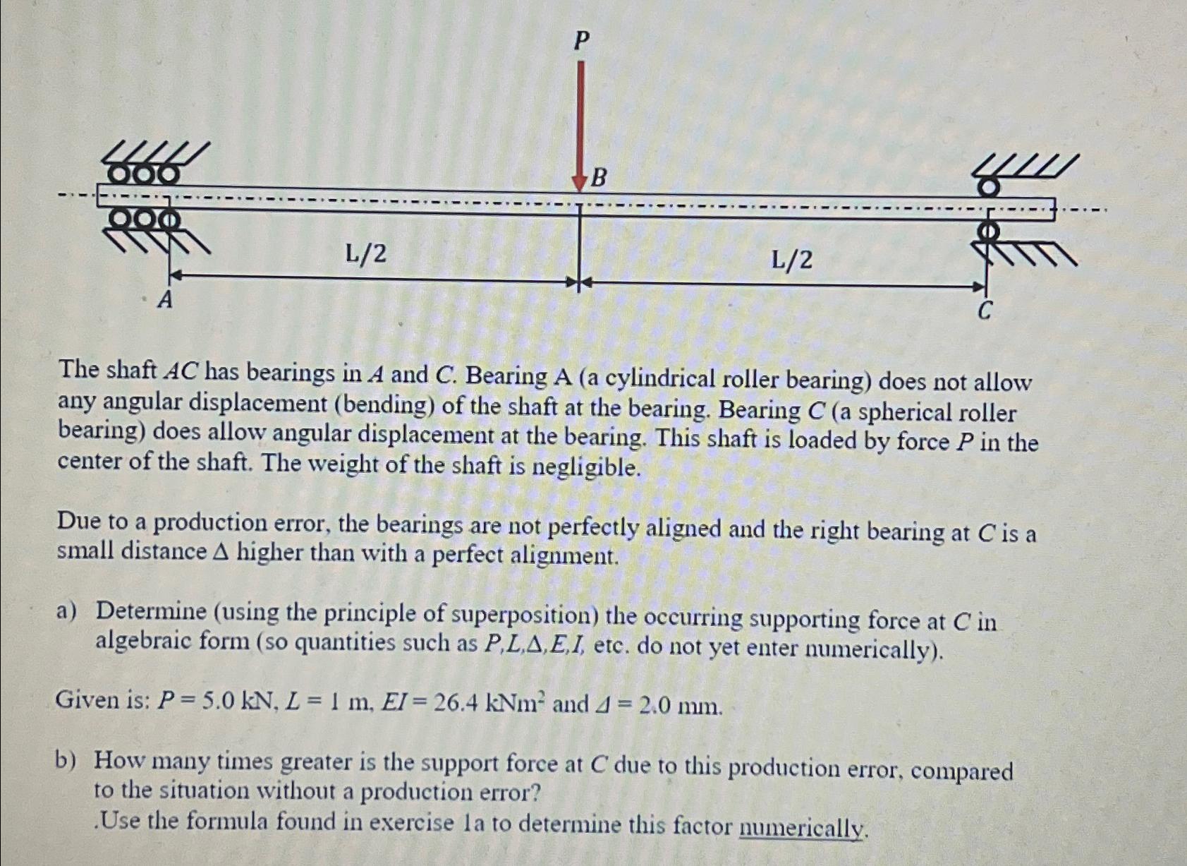 The shaft AC ﻿has bearings in A and C. ﻿Bearing A (a | Chegg.com