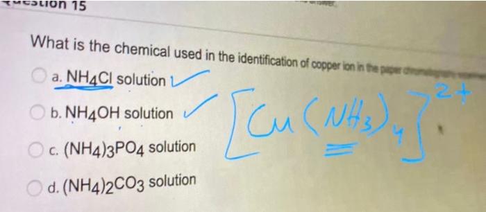 Solved what is the chemical used in the identification of | Chegg.com