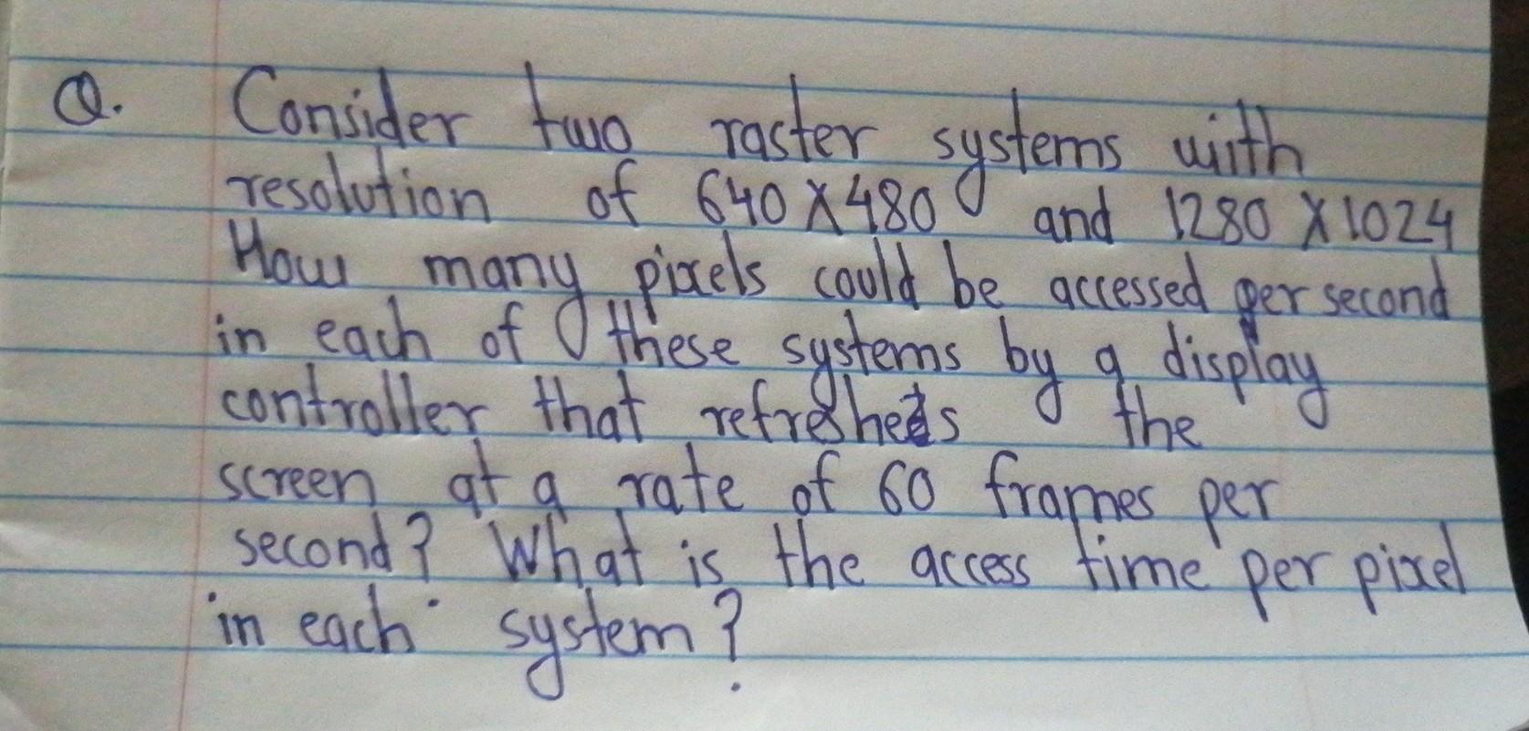 Solved Q Q Consider Two Raster Systems With Resolution Of