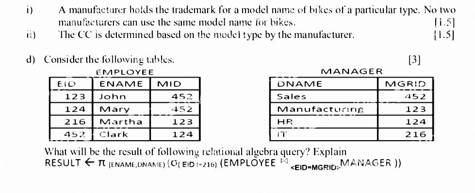 Solved a) Consider the following Relation EMPLOYEE What will | Chegg.com