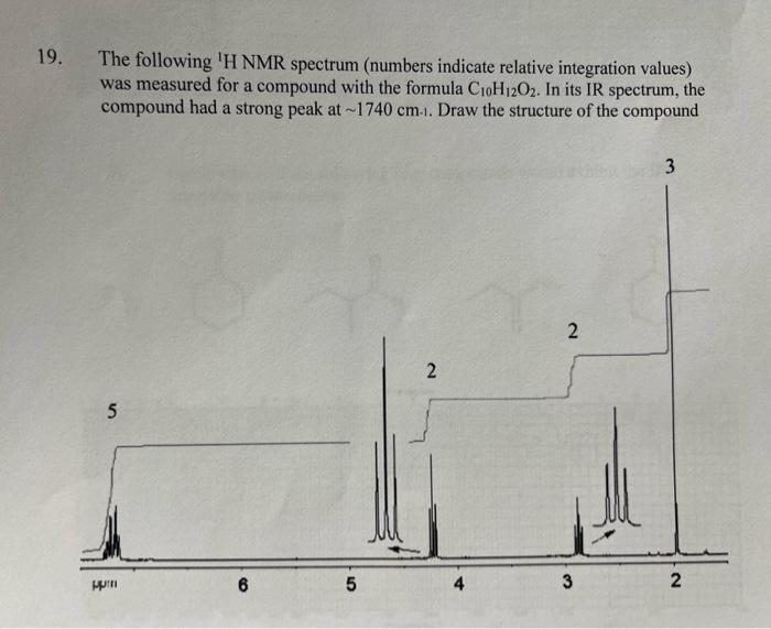 Solved The following 1H NMR spectrum (numbers indicate | Chegg.com