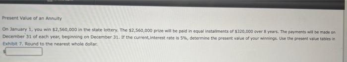 Solved Present Value of an Annuity Determine the present | Chegg.com